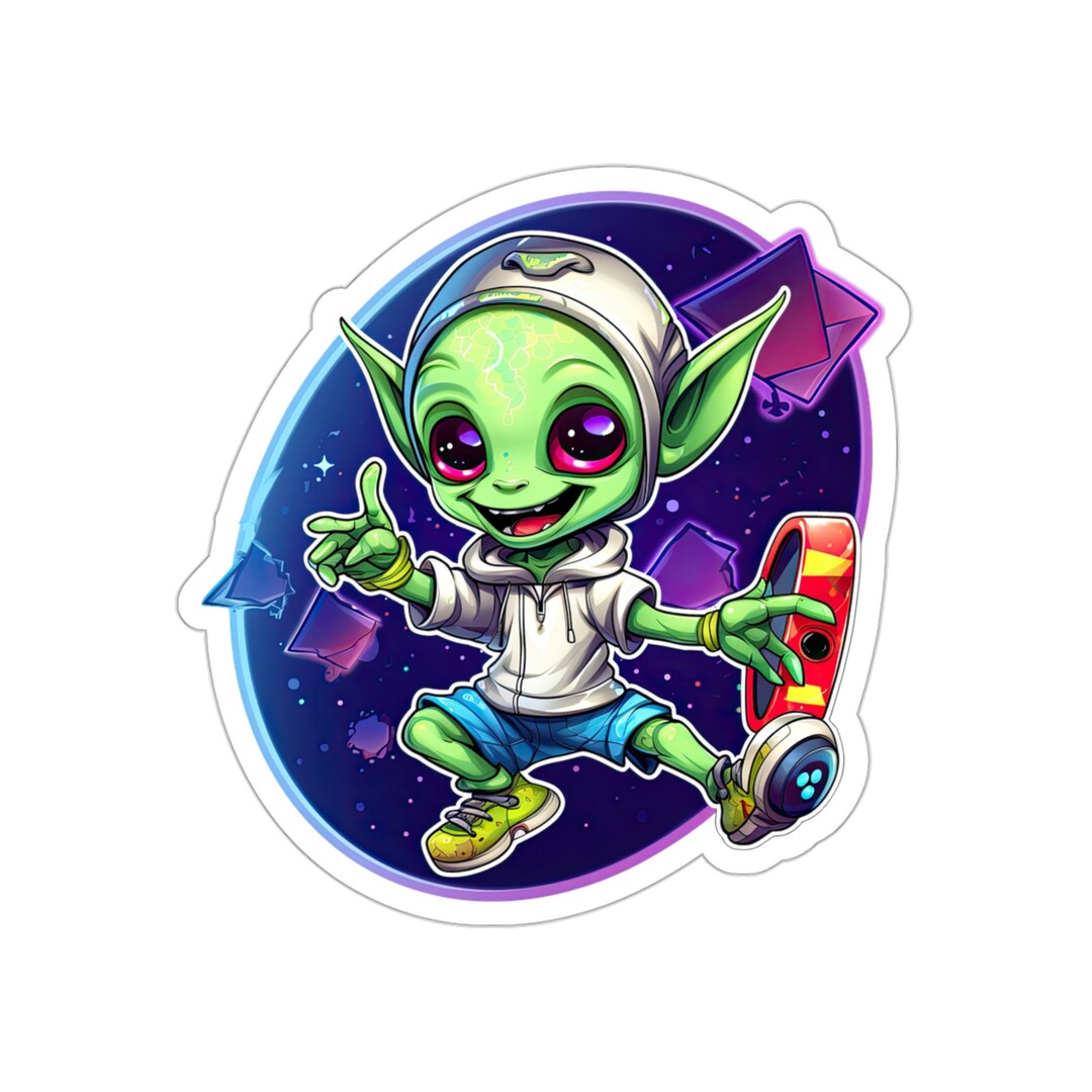 Happy Dancing Alien, Cartoon Alien Stickers, Colorful Stickers for ...