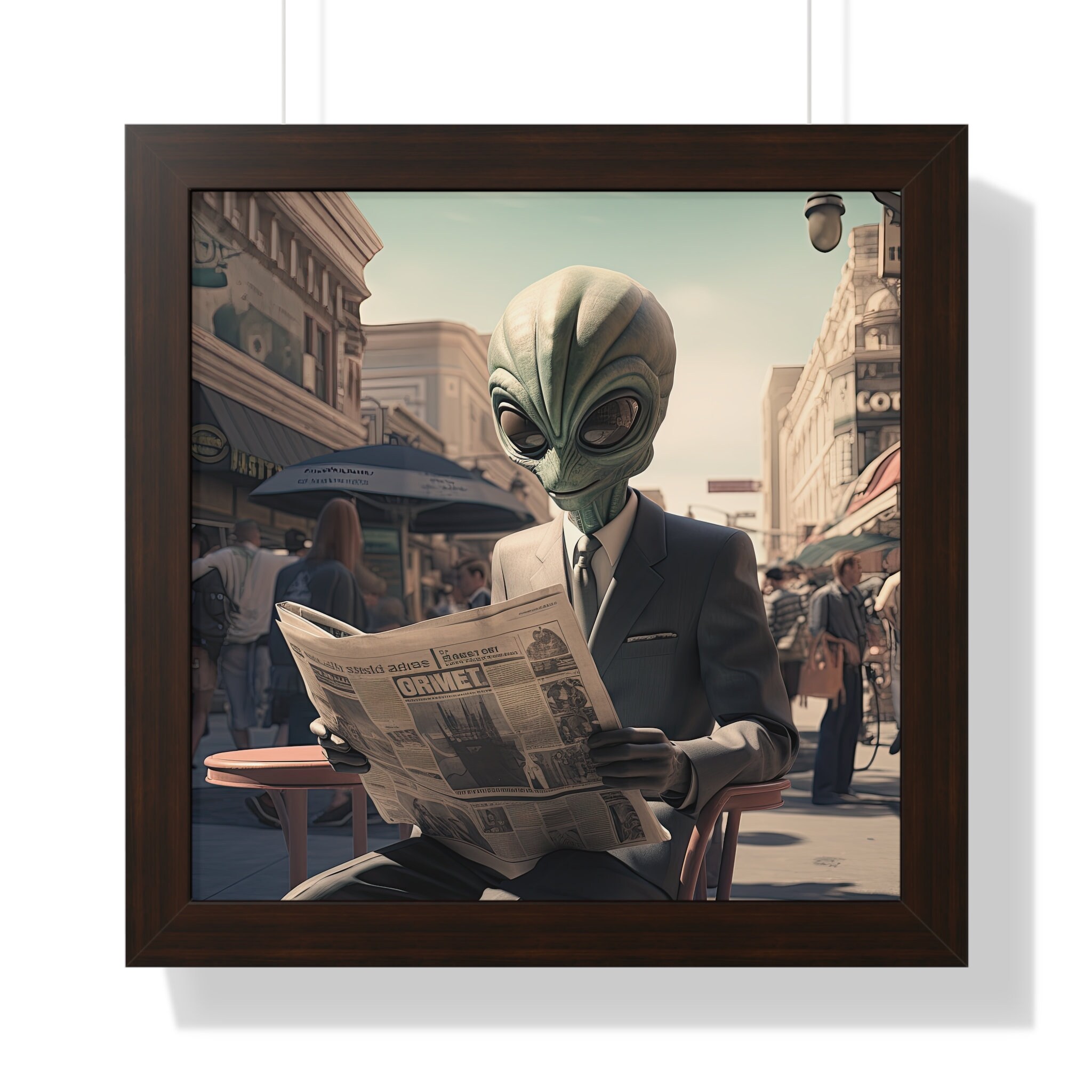 Green Alien Portrait 16x16 Alien Wall Art - Etsy