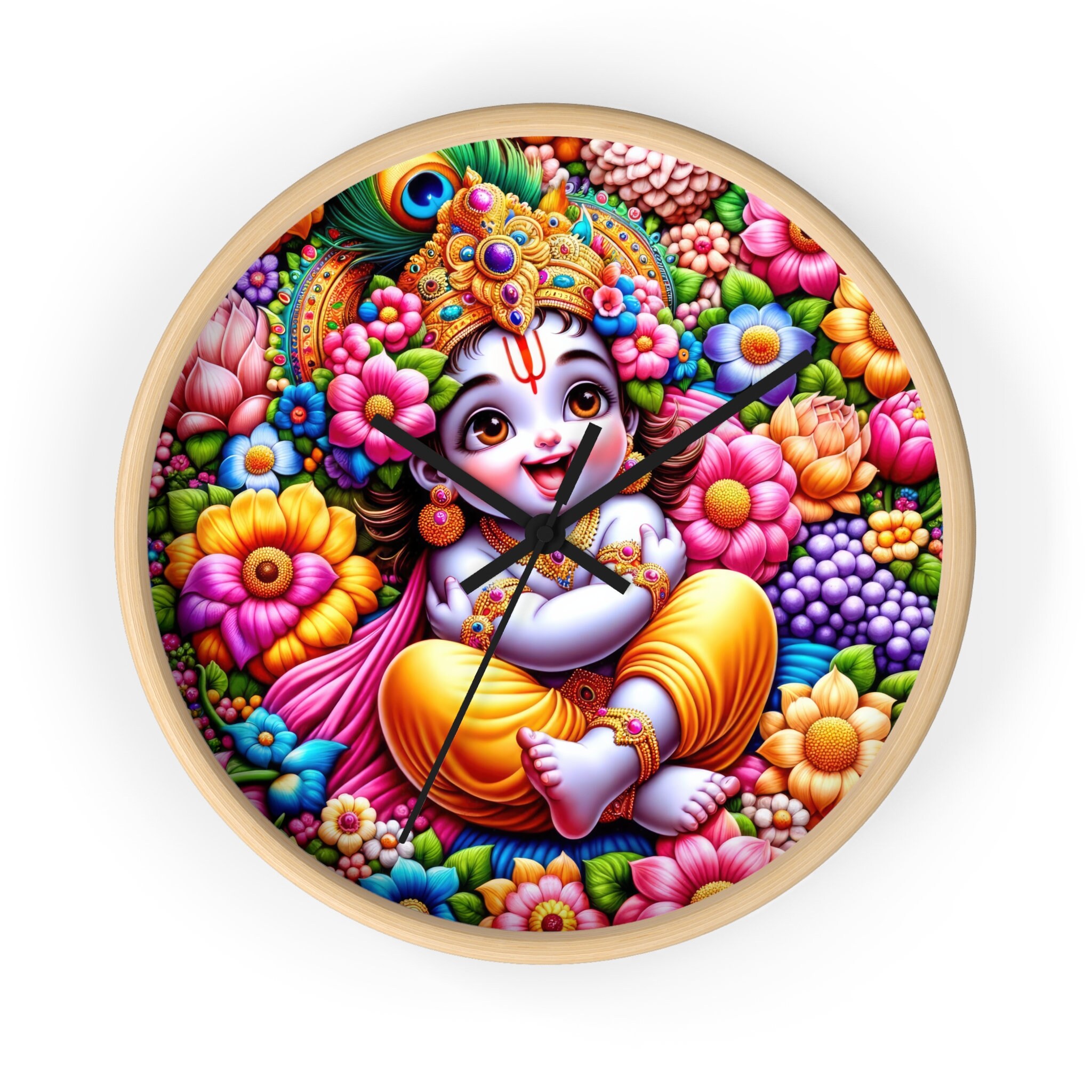 Baby Krishna Wall Clock, Krishna Wall Clock, Krishna Clock, Hindu Clock ...
