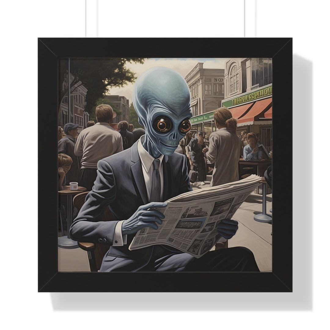 Blue Alien Portrait 16x16, Alien Wall Art, Ufos, Business Aliens, Wacky ...