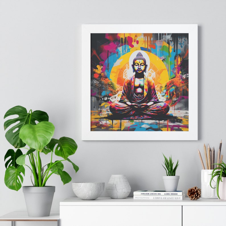 Colorful Graffiti Buddha 16x16, Meditation Decor, Zen Wall Decor, Pop ...