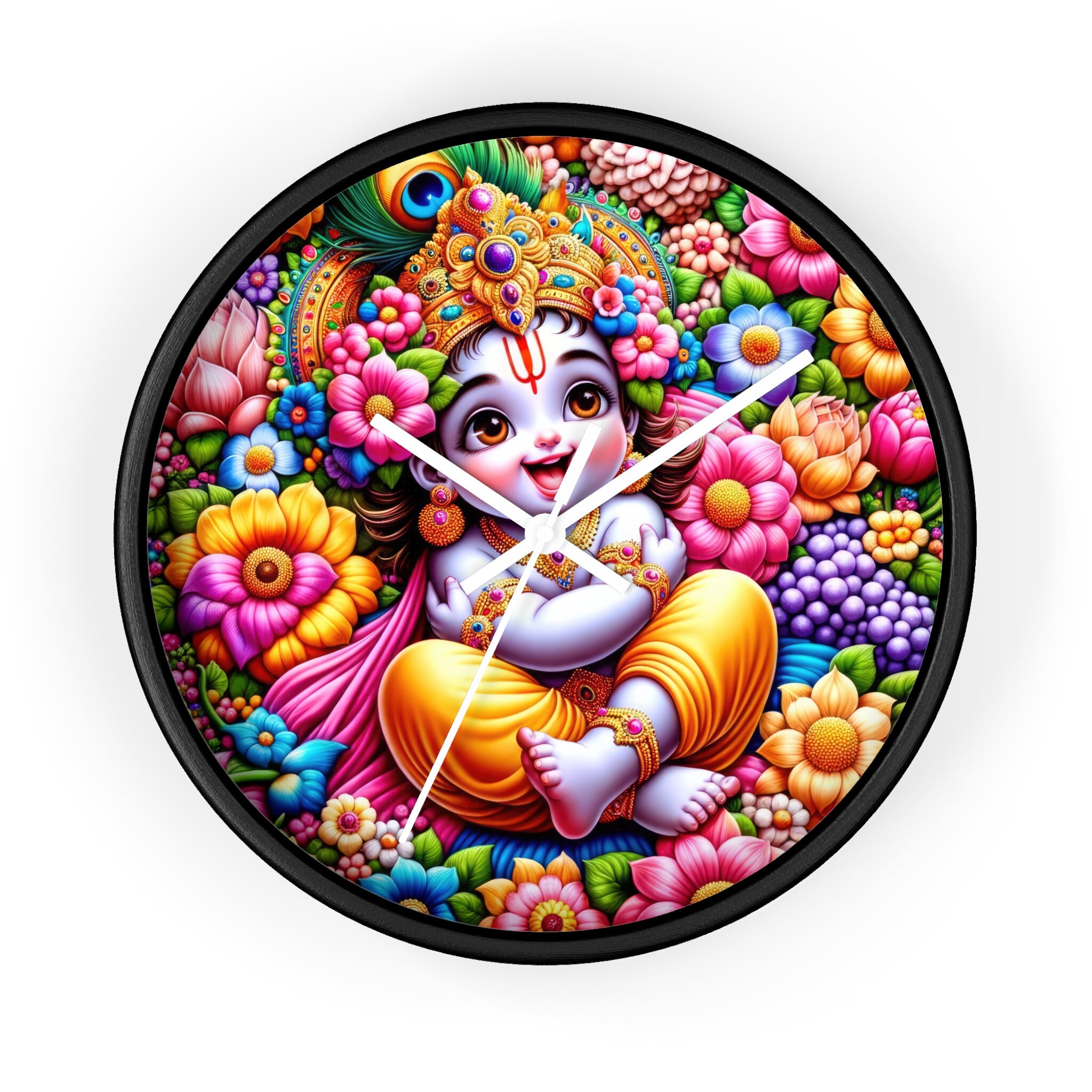 Baby Krishna Wall Clock, Krishna Wall Clock, Krishna Clock, Hindu Clock ...