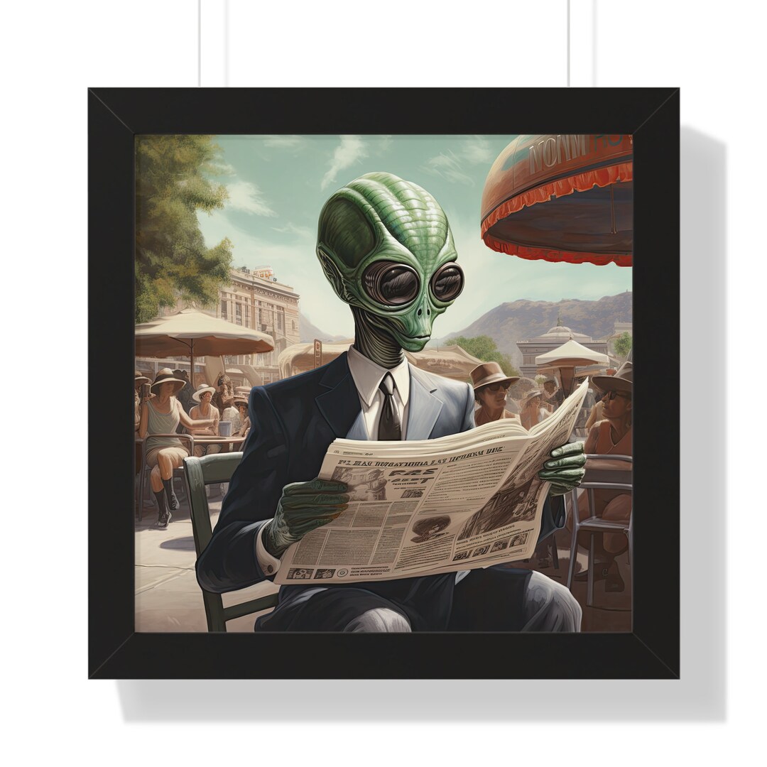 Vivid Green Alien Portrait: Business Alien Wall Art (16"x16") - Etsy