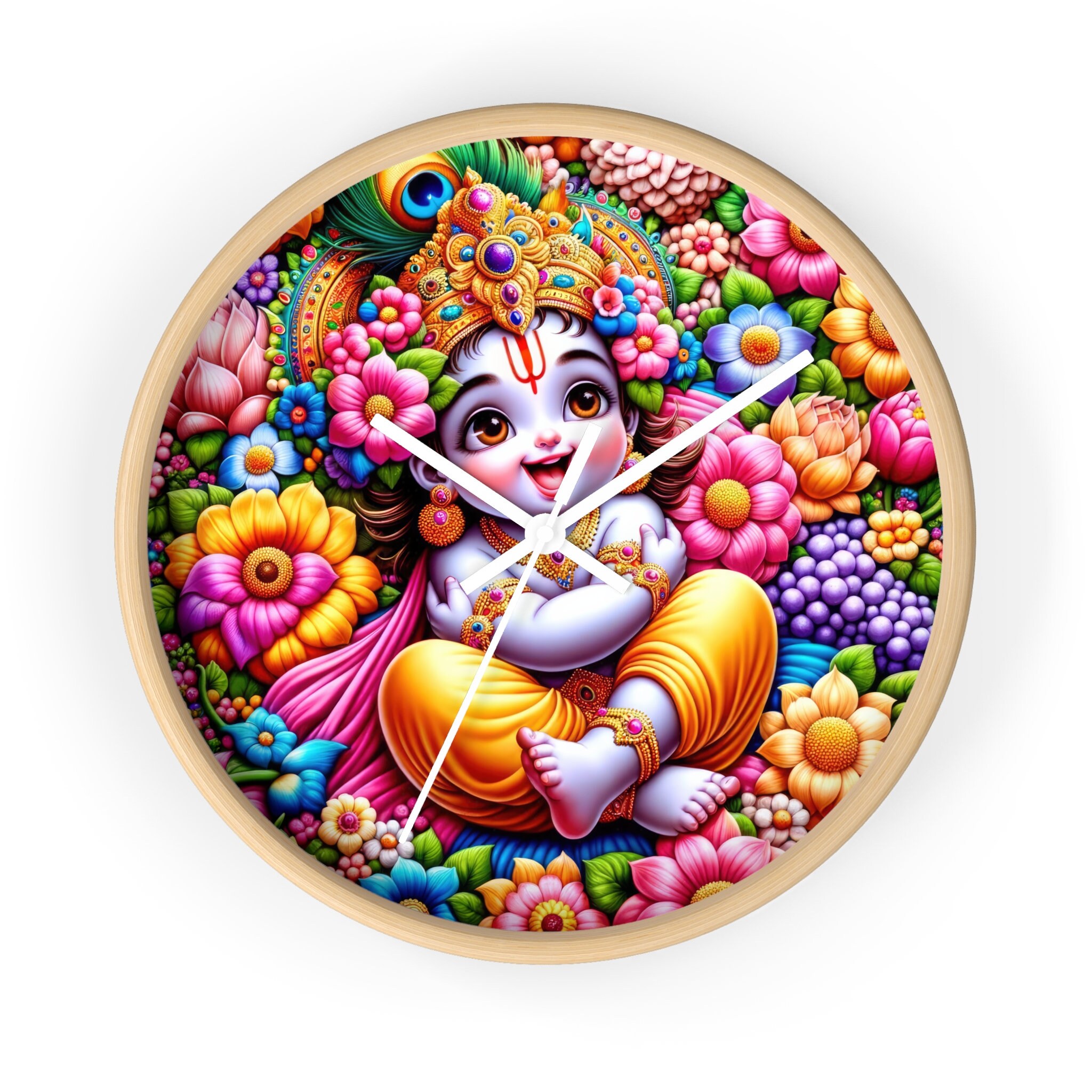 Baby Krishna Wall Clock, Krishna Wall Clock, Krishna Clock, Hindu Clock ...