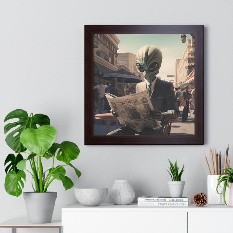 Green Alien Portrait 16x16, Alien Wall Art, Ufos, Business Aliens ...