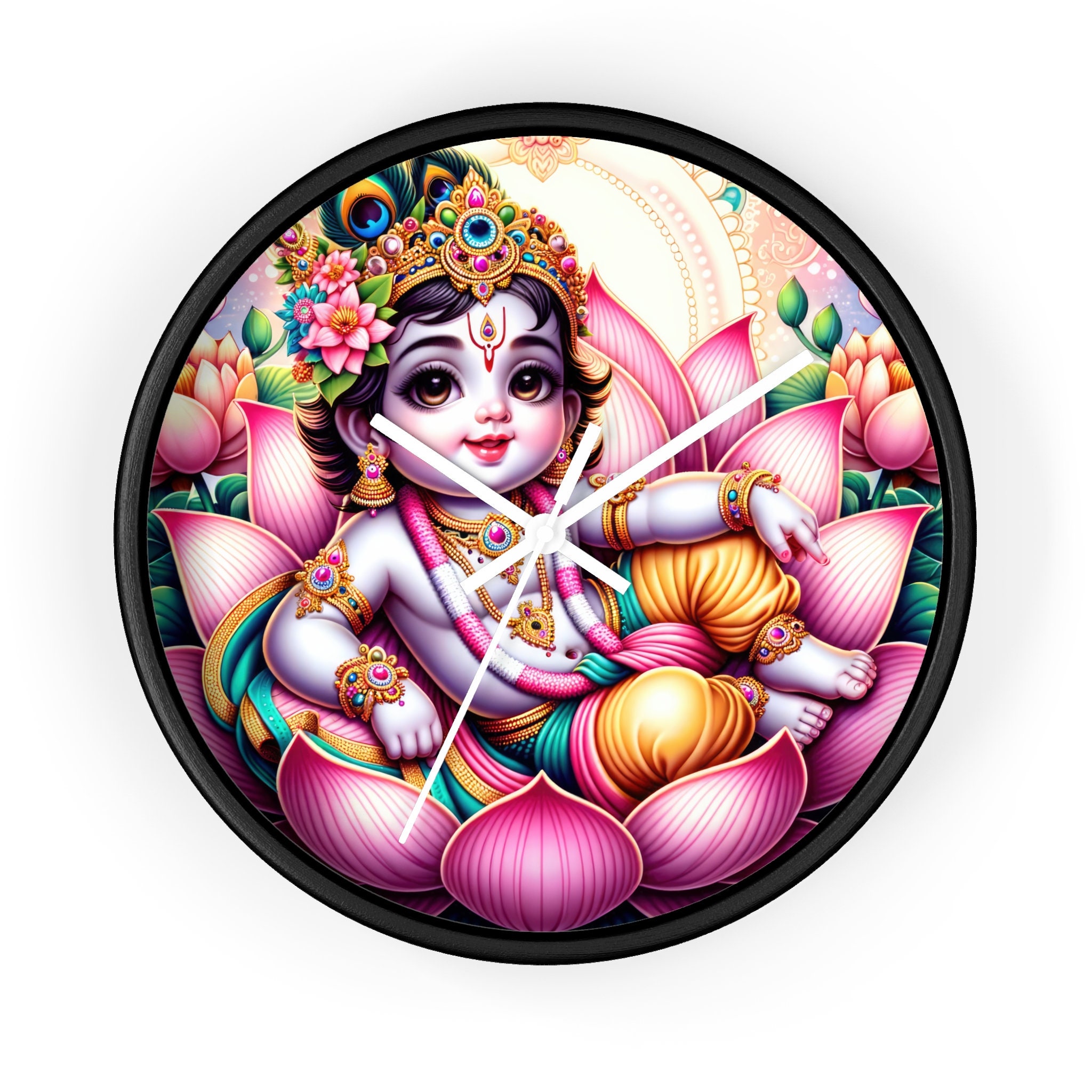 Lotus Baby Krishna Wall Clock Krishna Clock - Etsy