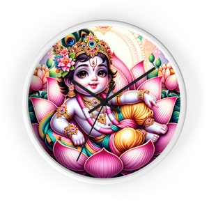Lotus Baby Krishna Wall Clock, Krishna Clock - Etsy
