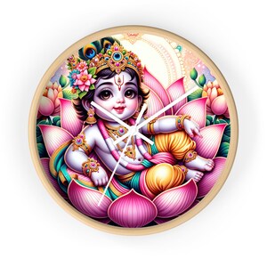 Lotus Baby Krishna Wall Clock, Krishna Clock - Etsy