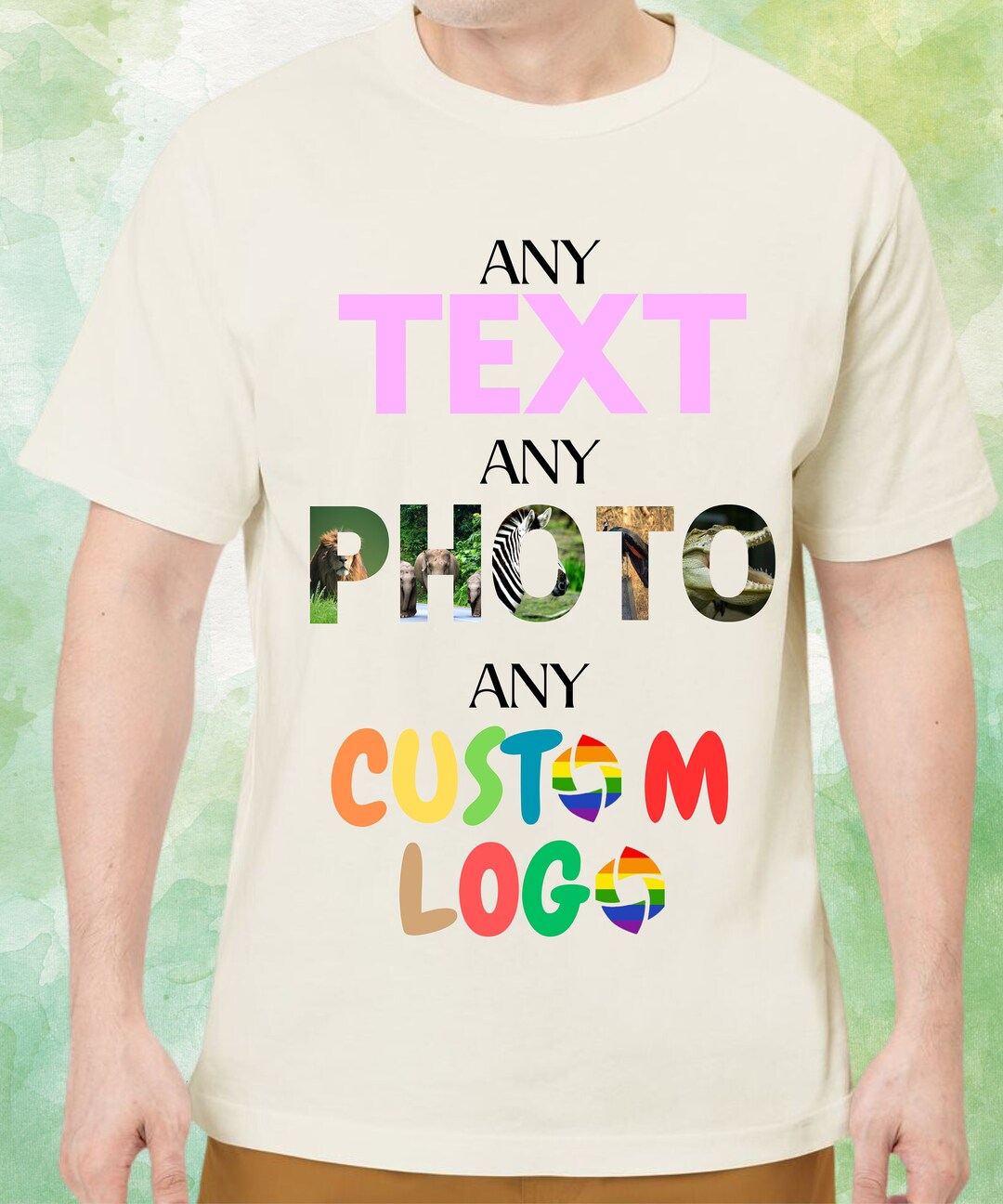 Custom Printed Design on a T-shirt Men's Luxury Personalised Merch for ...