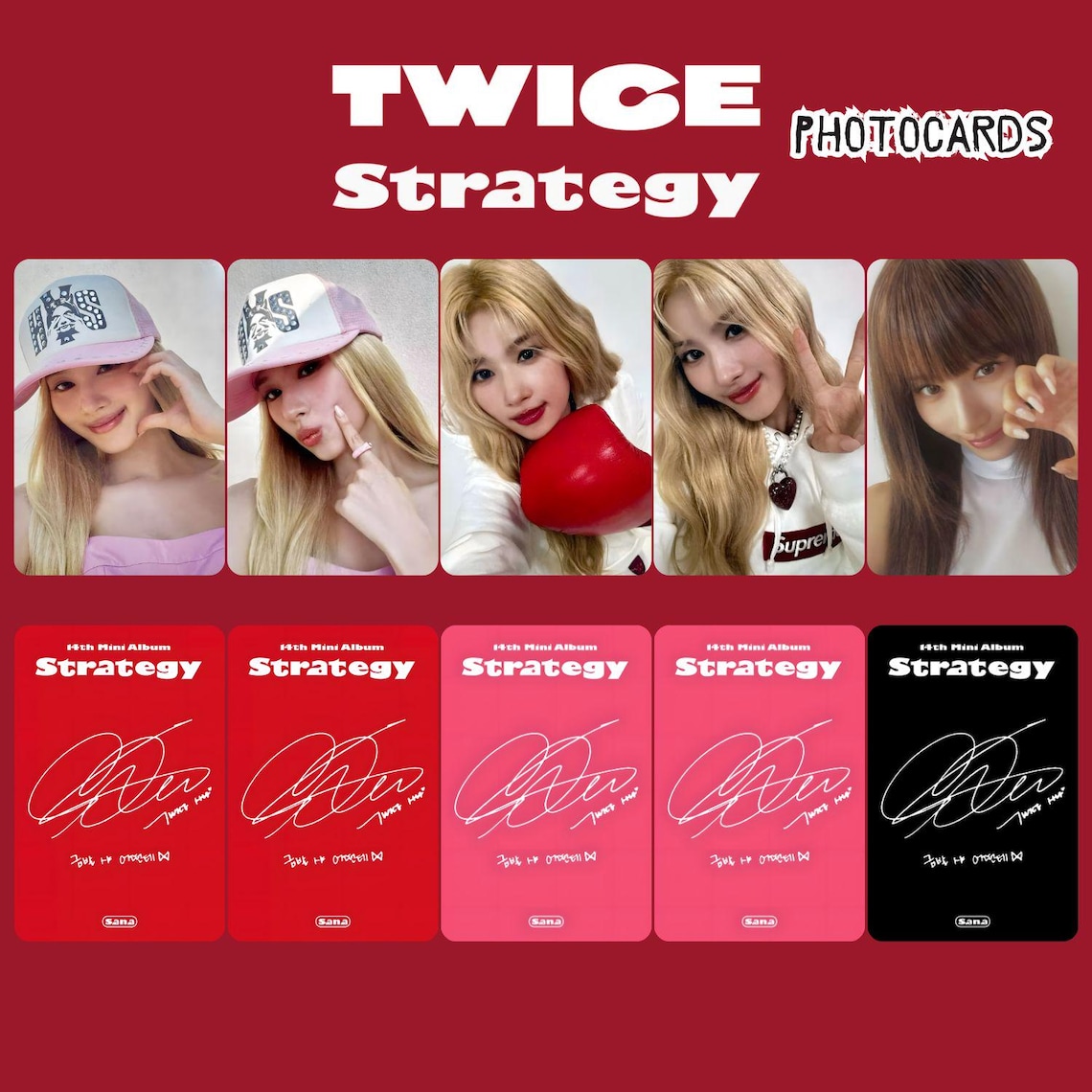 Twice " Strategy " Mina, Momo, Nayeon, Sana, Tzuyu Photocards (PC ...