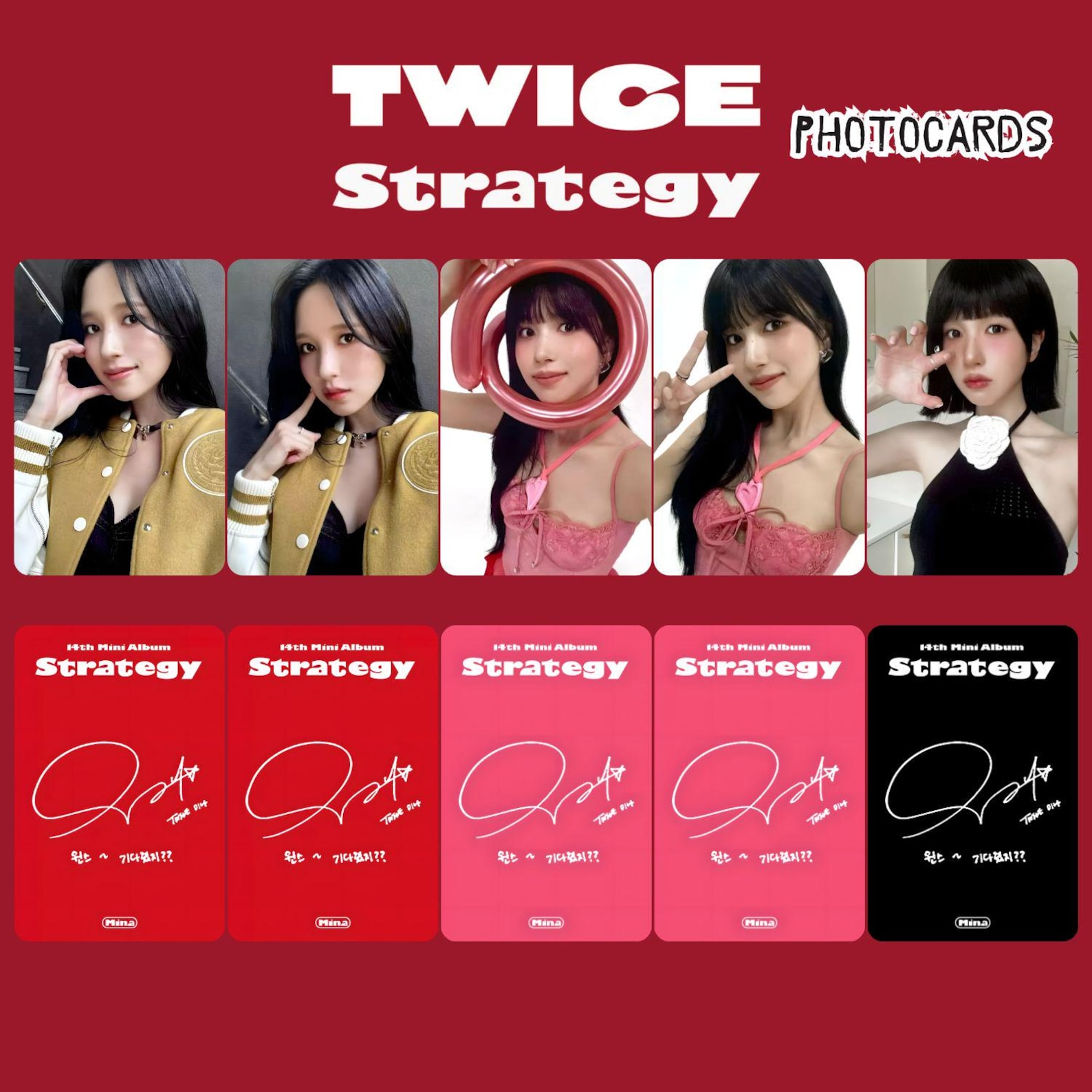 Twice " Strategy " Mina, Momo, Nayeon, Sana, Tzuyu Photocards (PC ...