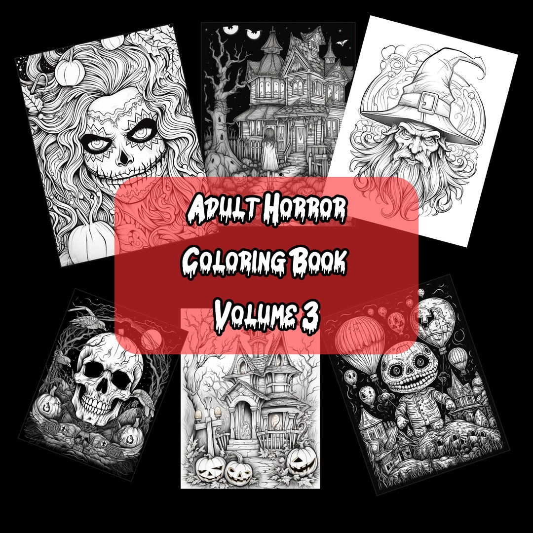 Adult Horror Coloring Book Volume 3 Halloween Fantasy Digital Download ...