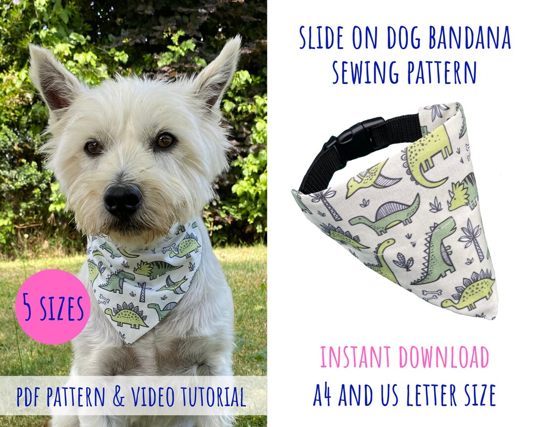Dog Bandana Sewing Pattern & Video Tutorial | Over the Collar Bandana ...