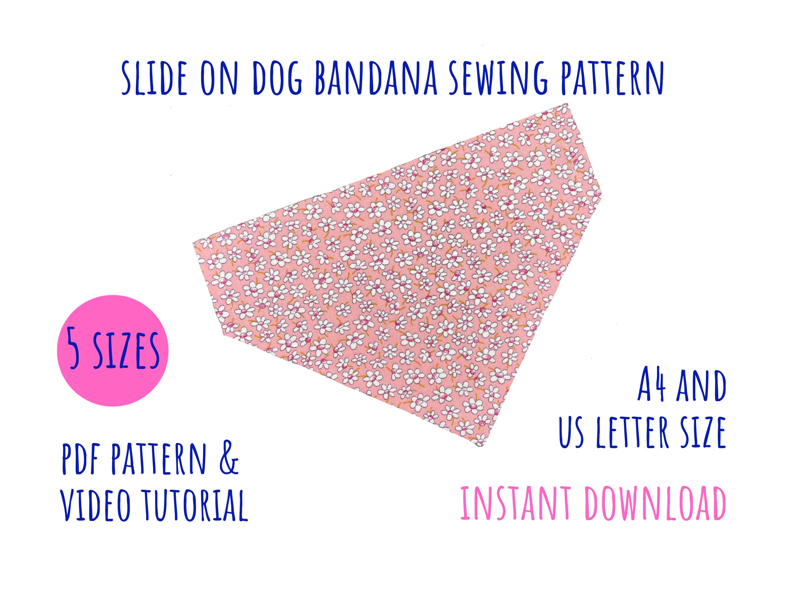 Sewing Pattern Dog Bandana & Video Tutorial | Over the Collar Bandana ...