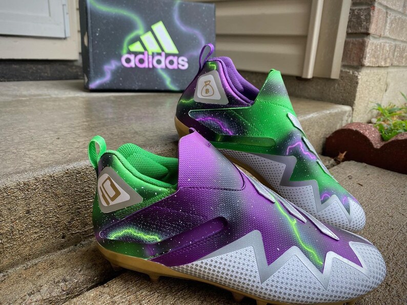 Custom Purple and Green Football Cleats Green and Purple for Football ...