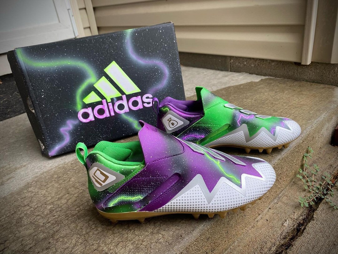 Custom Purple and Green Football Cleats - Etsy