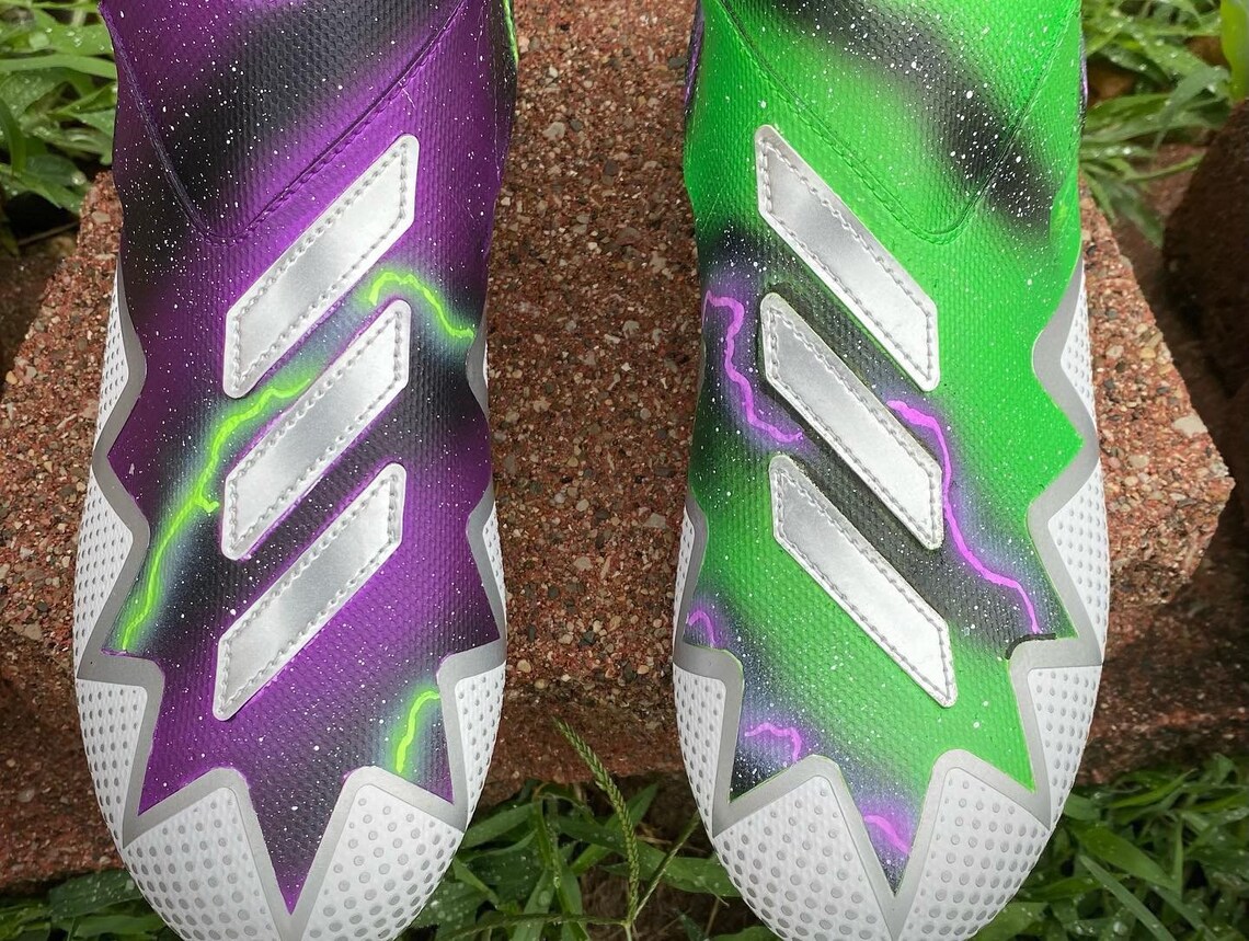 Custom Purple and Green Football Cleats - Etsy