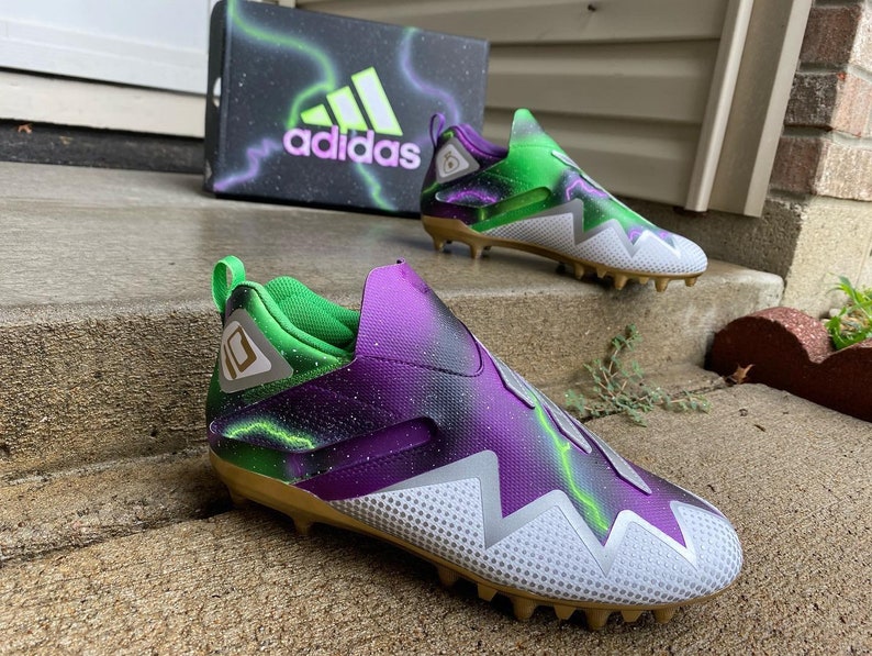 Custom Purple and Green Football Cleats Green and Purple for Football ...