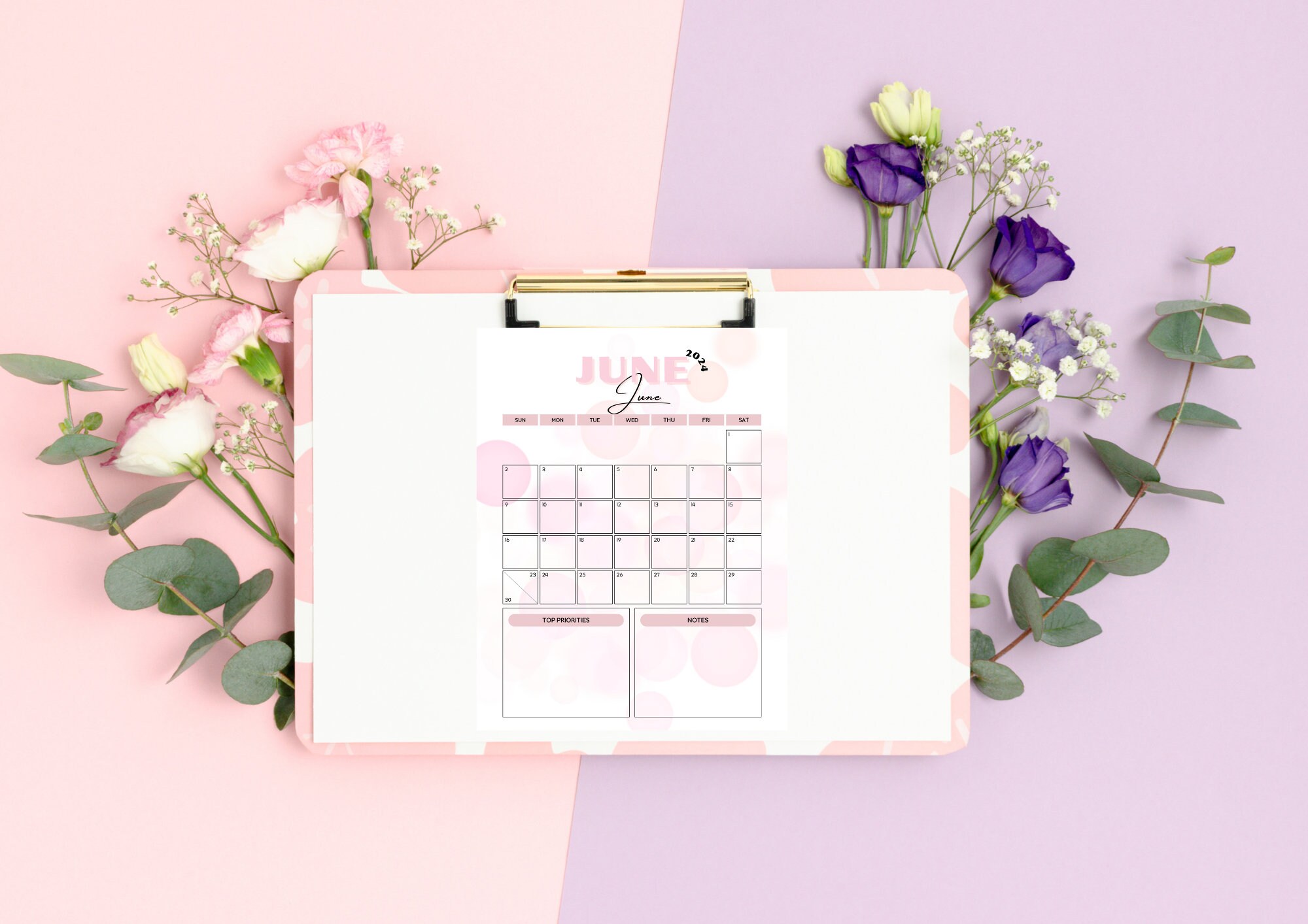 Pretty Pink Printable Calendar 2024 Monthly Planner Digital Download A4 ...