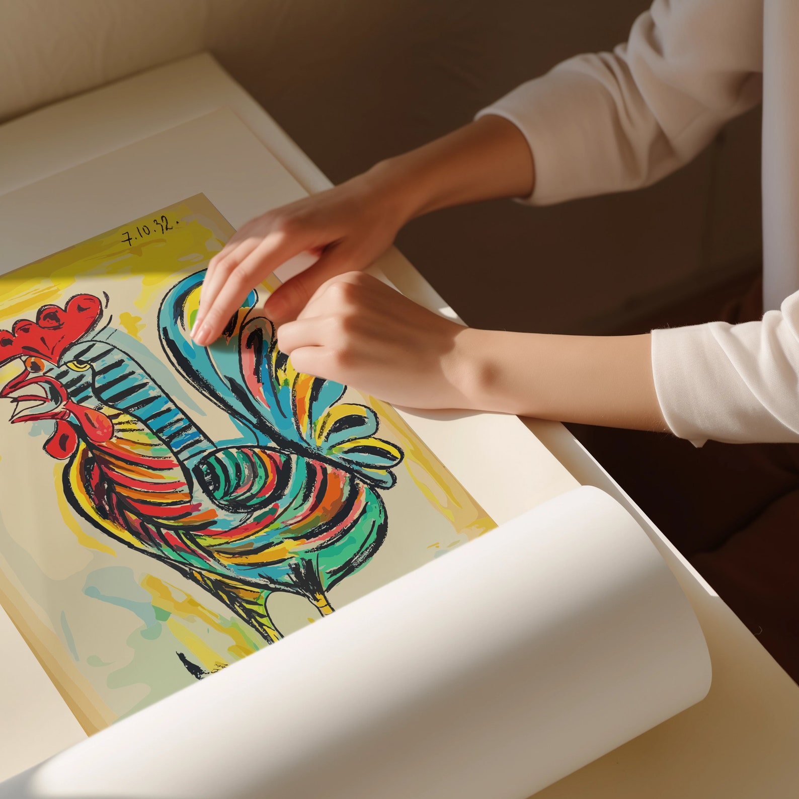Pablo Picasso, Rooster. Watercolor and Charcoal. | Picasso Print ...