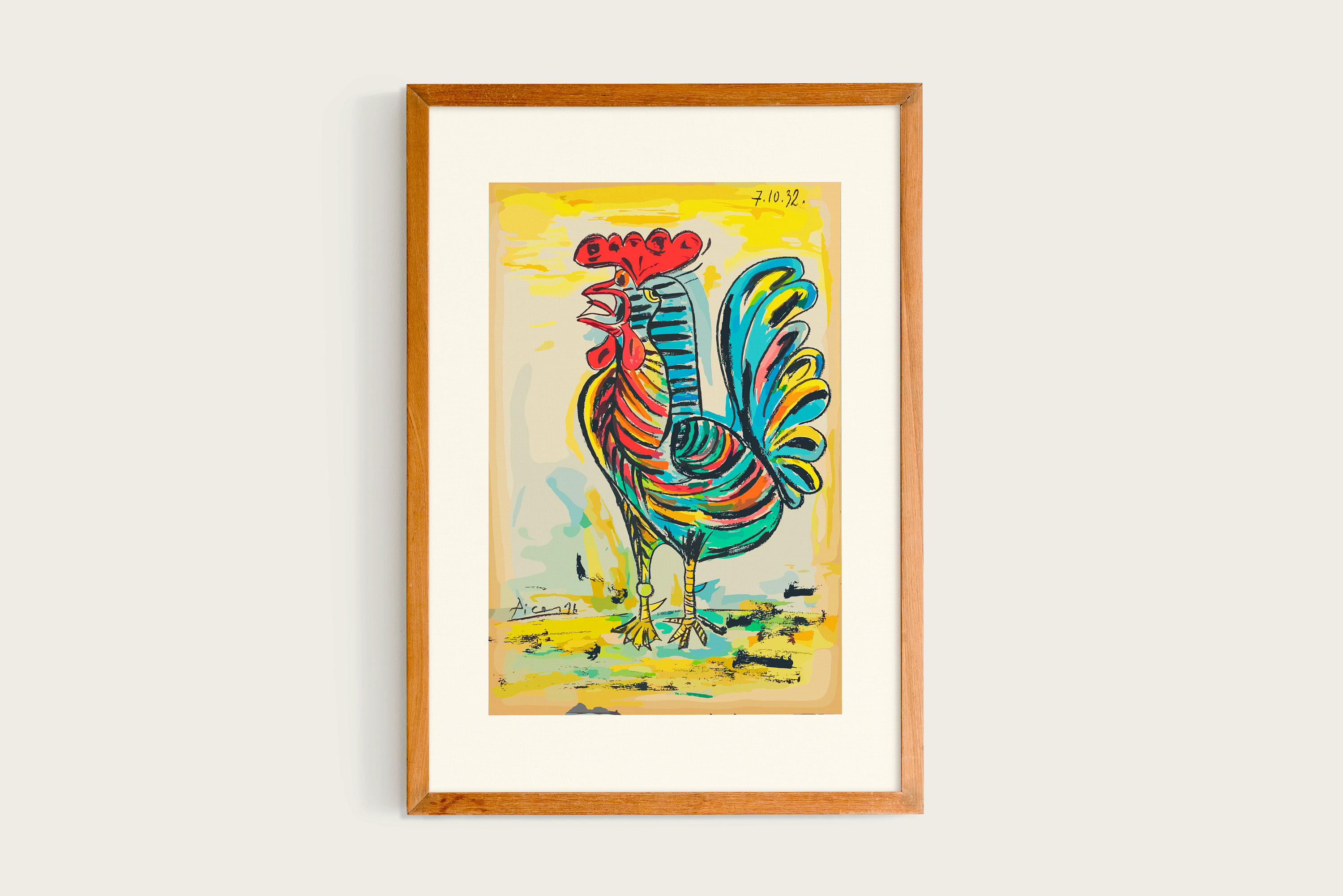 Pablo Picasso, Rooster. Watercolor and Charcoal. | Picasso Print ...
