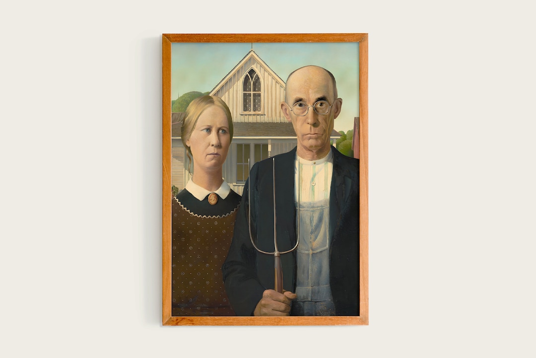 Grant Wood, American Gothic, 1930 | Exhibition Poster, Couple Portrait ...