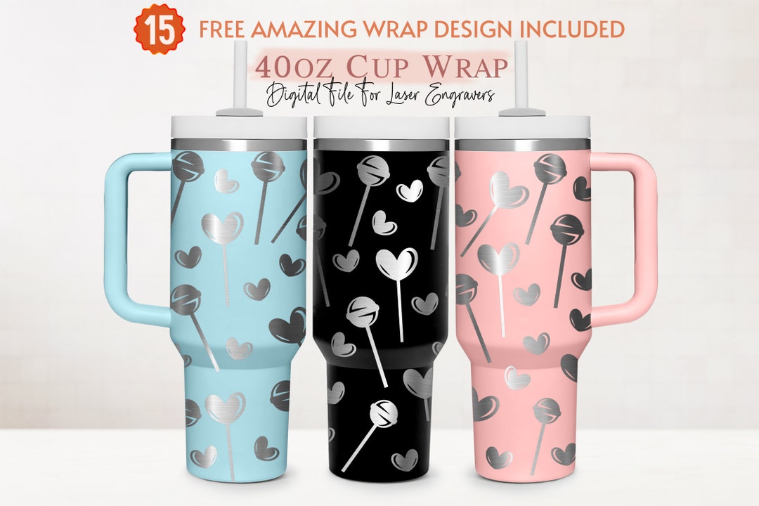 Engraved 40oz Tumbler Wrap Lollipop, Cute Lollipop, Heart Lollipop ...