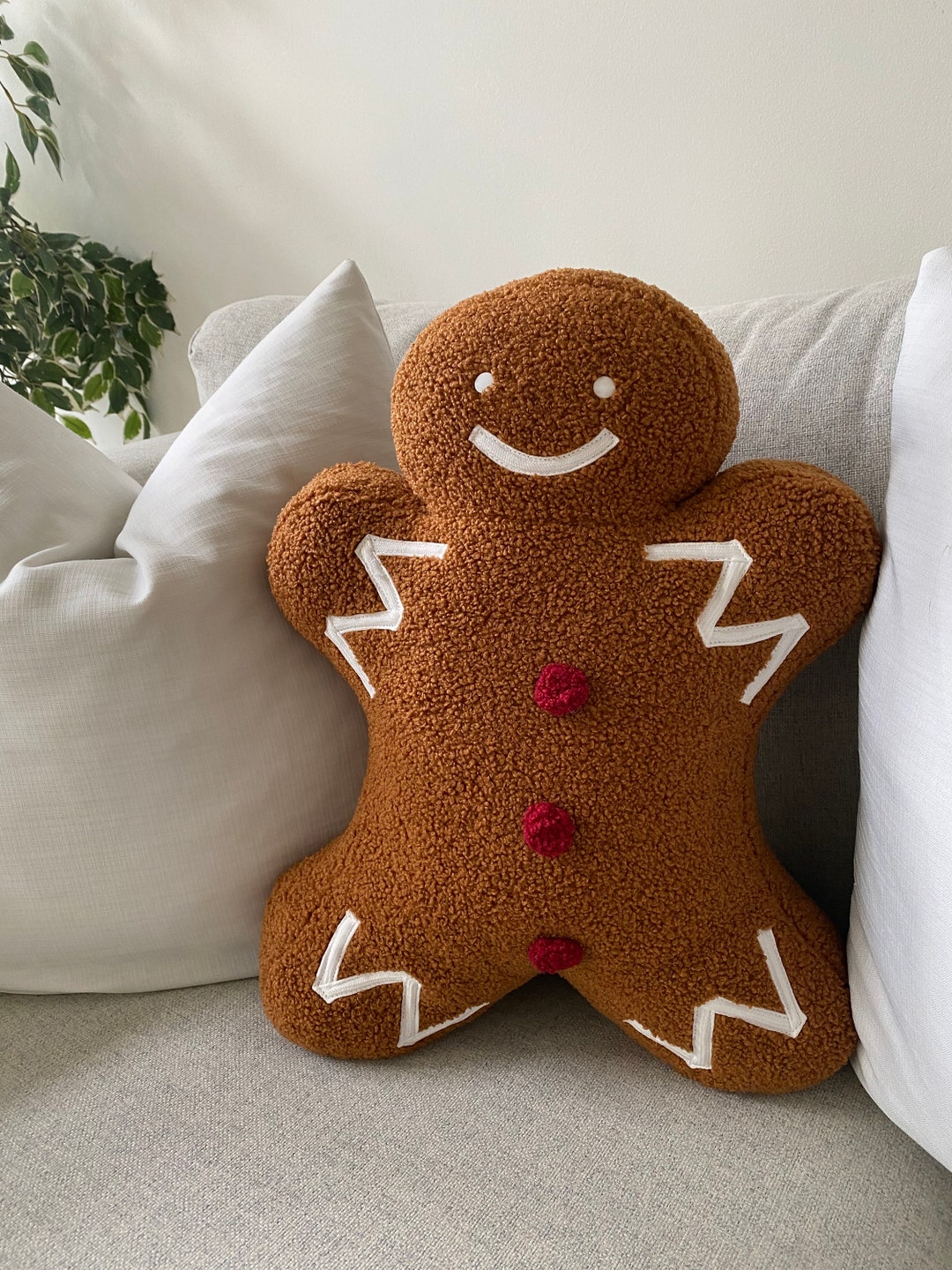 Gingerbread Man Christmas Pillow Decoration Gingerbread Man Sherpa ...