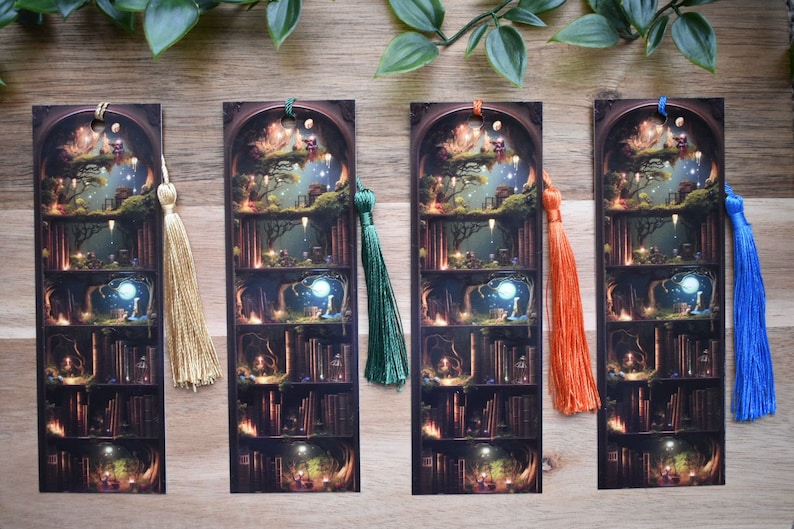 Fantasy Bookcase Bookmark | Magical Library Art With Tassel - Etsy UK