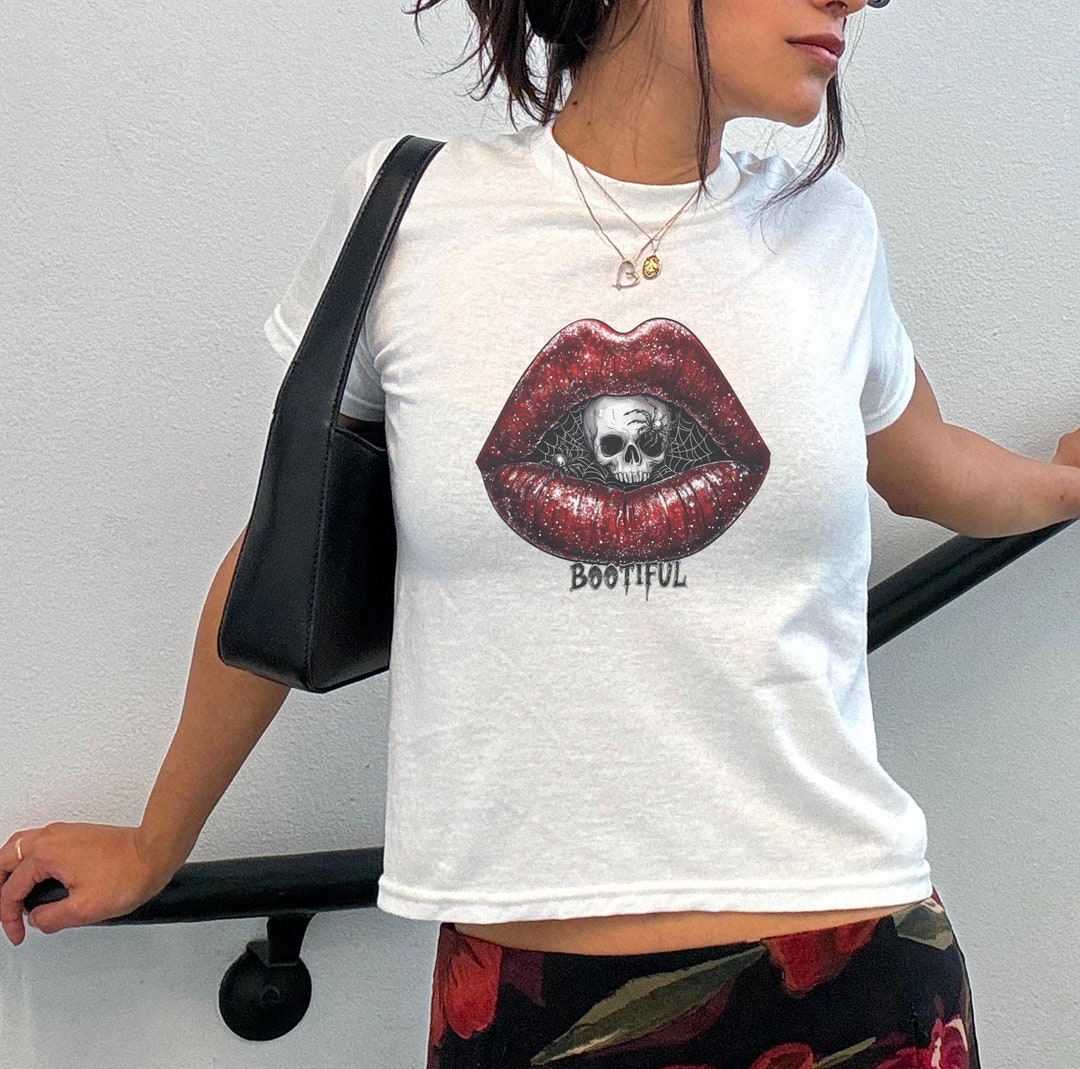 Y2k BOOTIFUL Halloween Lips Baby Tee,eu,bootiful Lips Shirt,funny ...