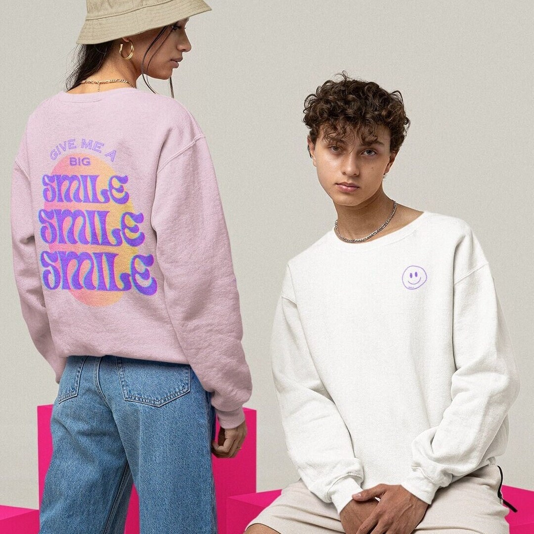 SMILE Sweatshirt, Good Vibes Sweater, Positive Message Sweater, Feel ...