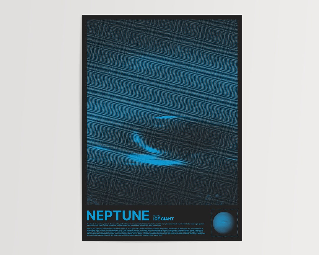 Planet Neptune Poster - Aesthetic Minimalist Wall Art Print for Dorms ...