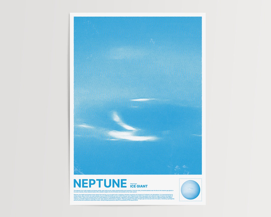 Planet Neptune Poster - Aesthetic Minimalist Wall Art Print for Dorms ...