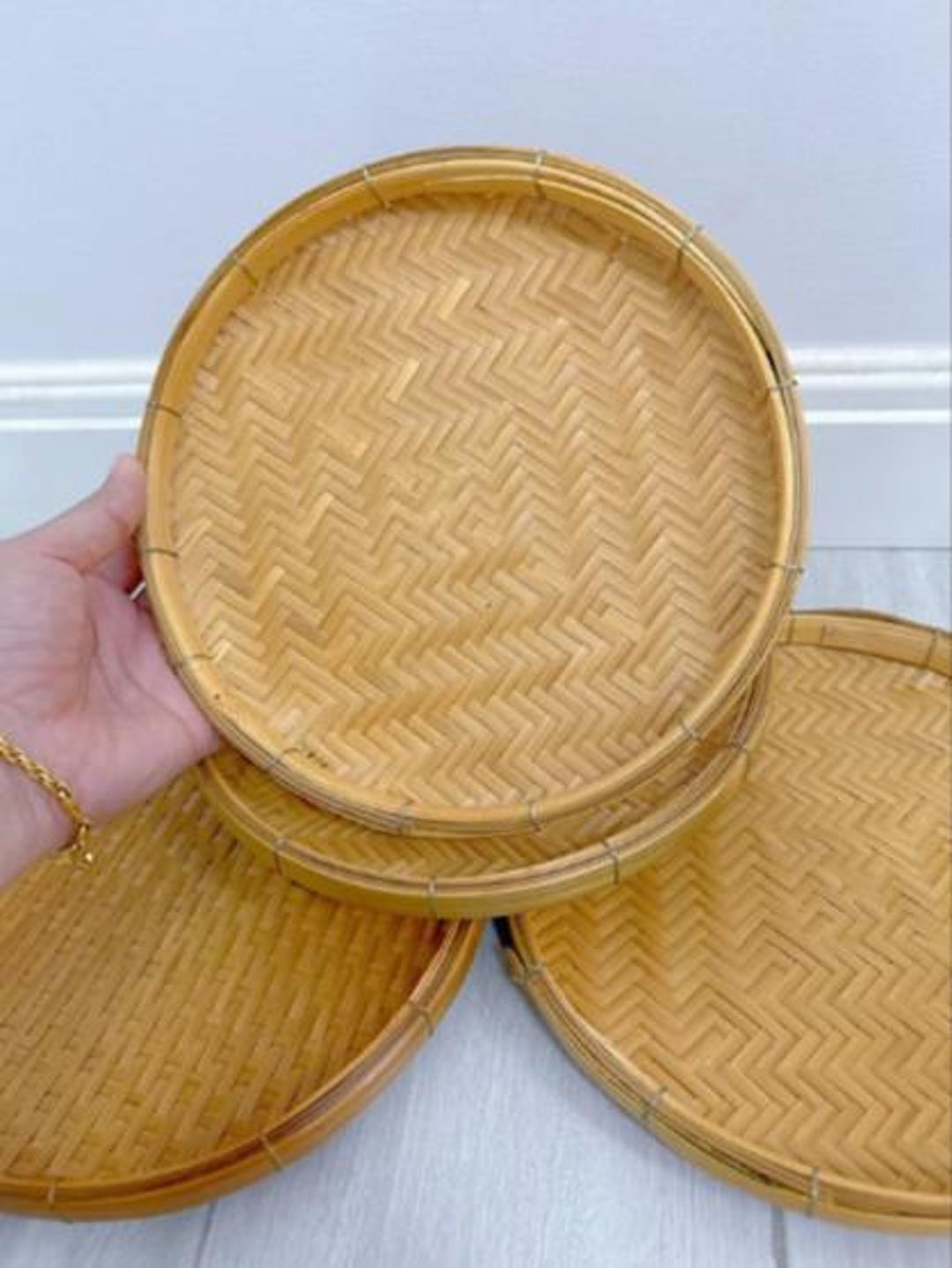 Traditional Thai Food Bamboo Tray - Palm Leaf Drying Woven Platter ...