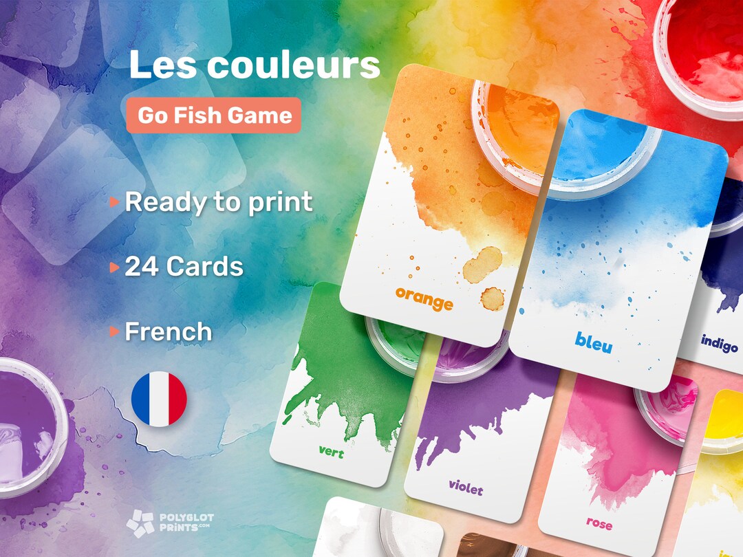 Learn Colors in French Game Kids' Card Activity Homeschool Educational ...