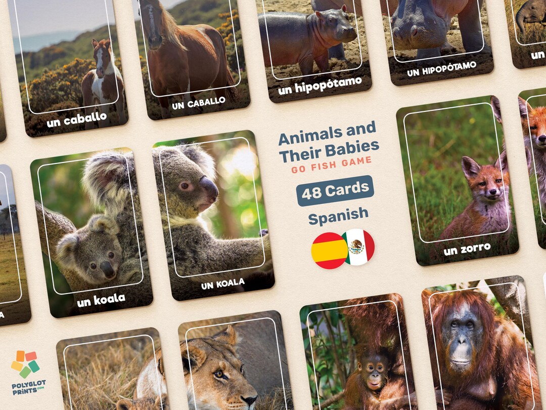 Fun Spanish Go Fish Game for Kids | Printable Learning Cards | Cute ...