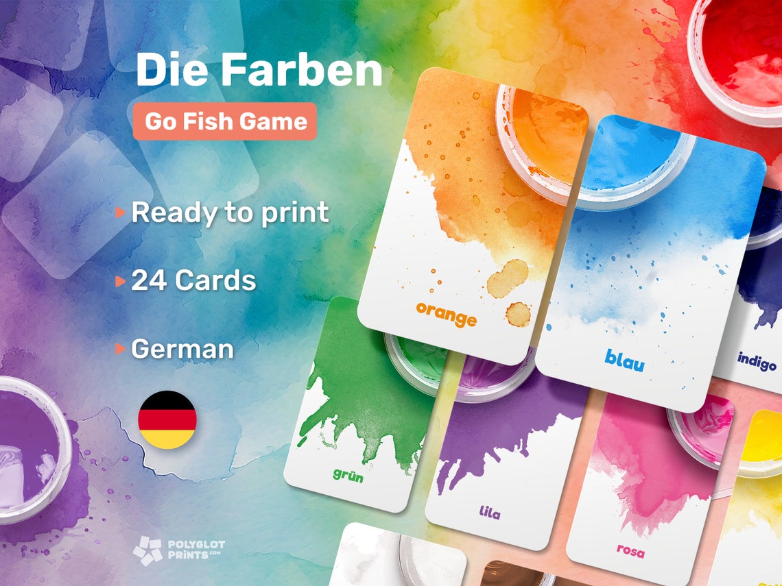 German Colors Game Kids' Card Activity Homeschool Educational Resource ...