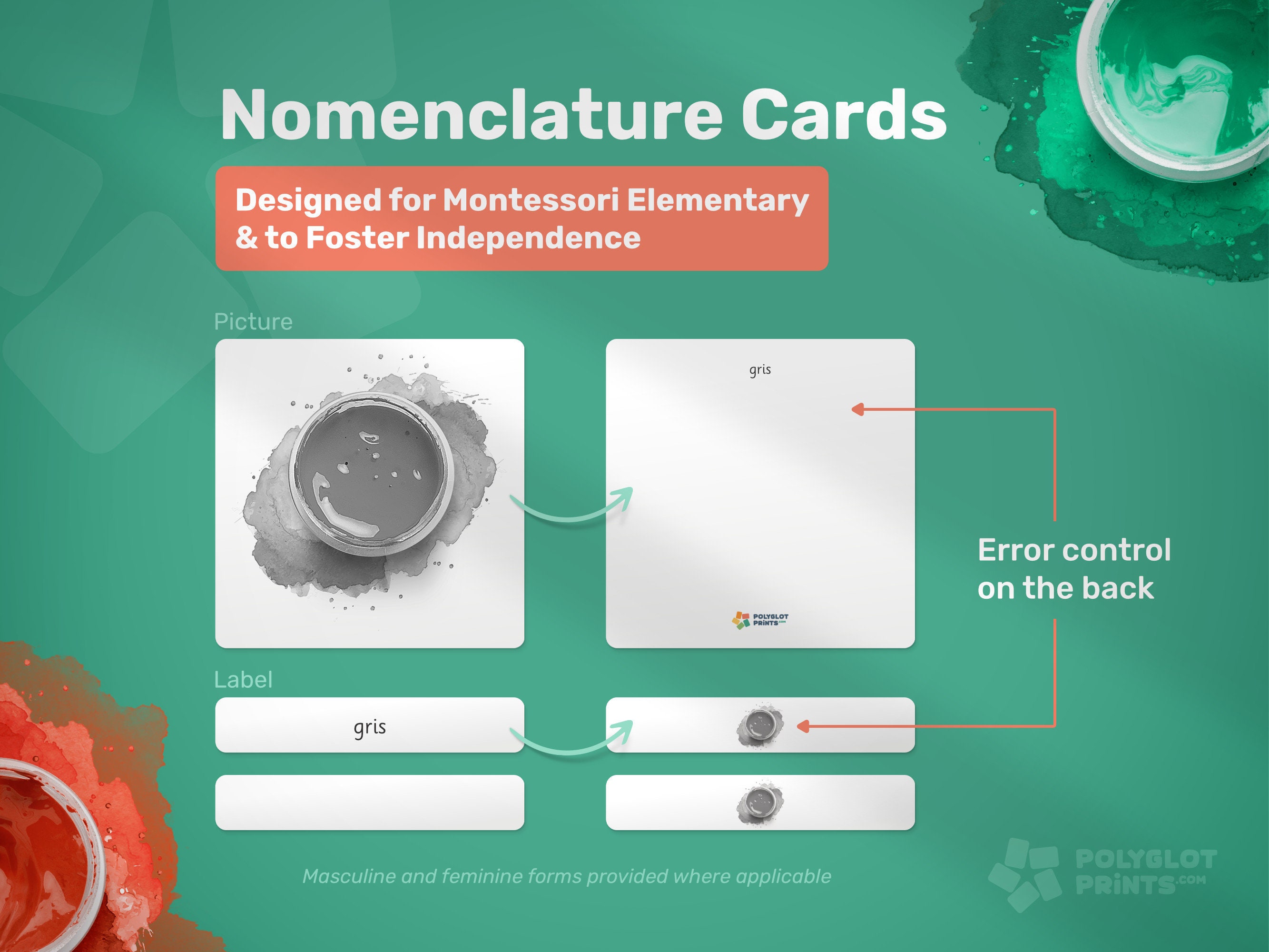 Spanish Color Flashcards for Kids Montessori Language Learning Cards ...