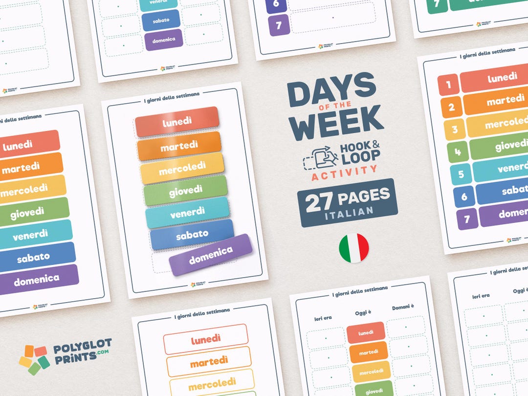 Italian Days of the Week Hook and Loop Activity – Fun, Interactive and ...