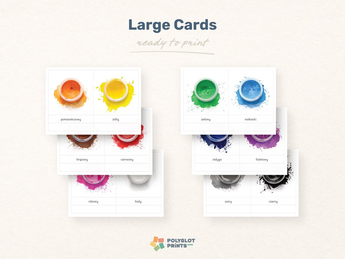 Polish Color Flashcards for Kids | Montessori Learning | Fun ...