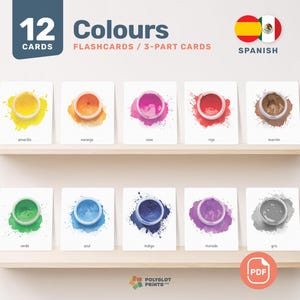 Spanish Color Flashcards for Kids Montessori Language Learning Cards ...