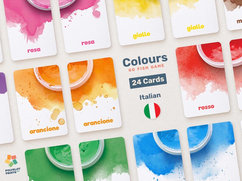Italian Colours Card Game Printable — Go Fish in Italian, 12 Colours ...