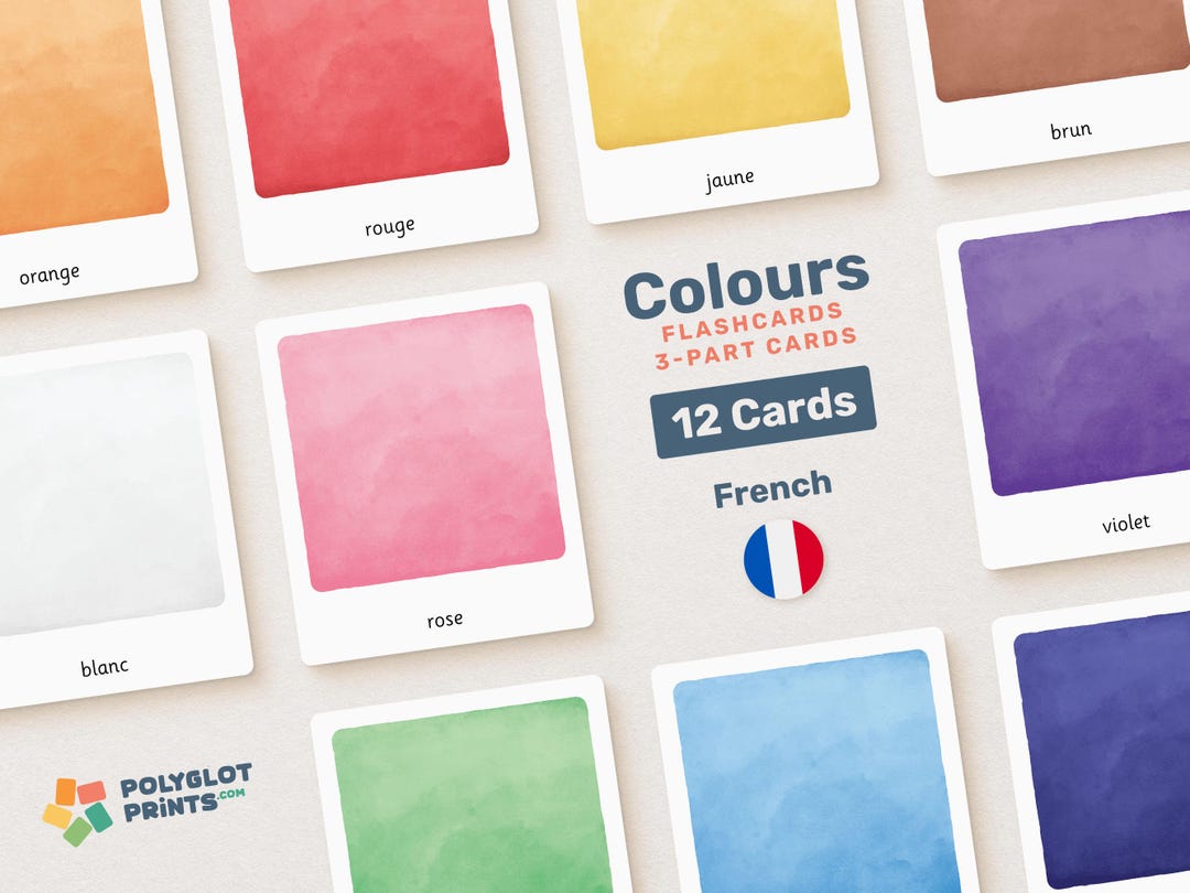 French Colors Watercolour Effect Flashcards for Kids | Montessori ...