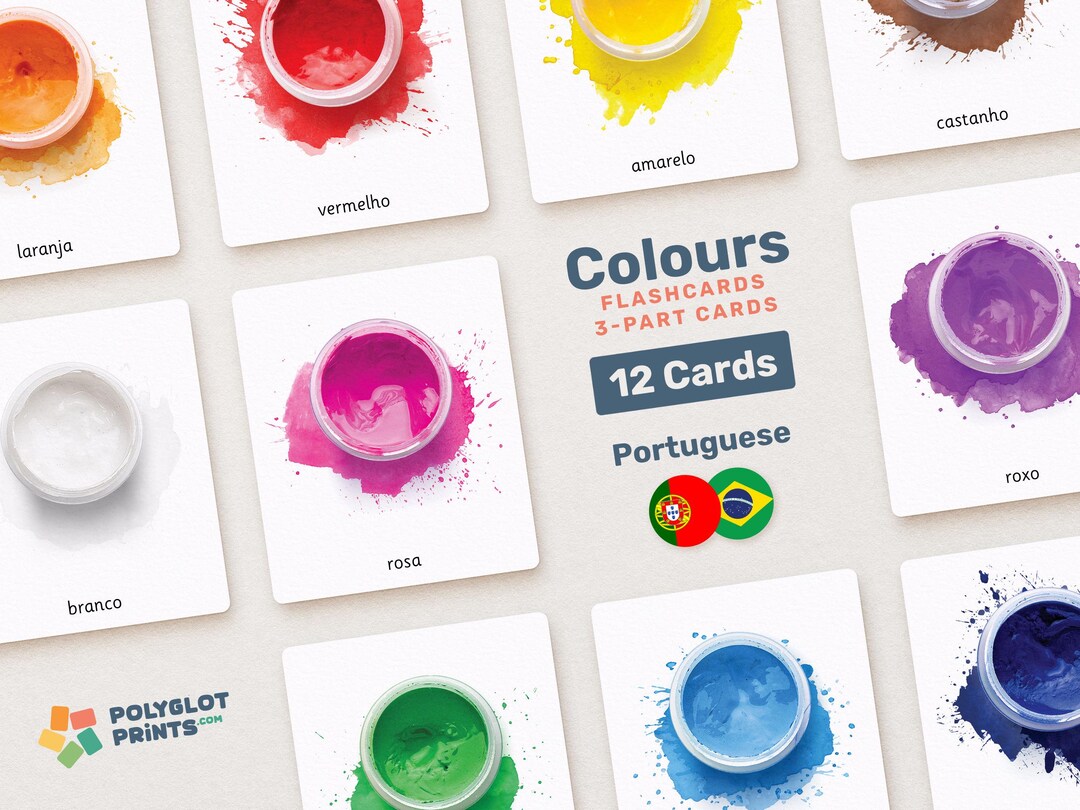 Portuguese Printable Flashcards for Kids - Learn Colors in Portuguese ...