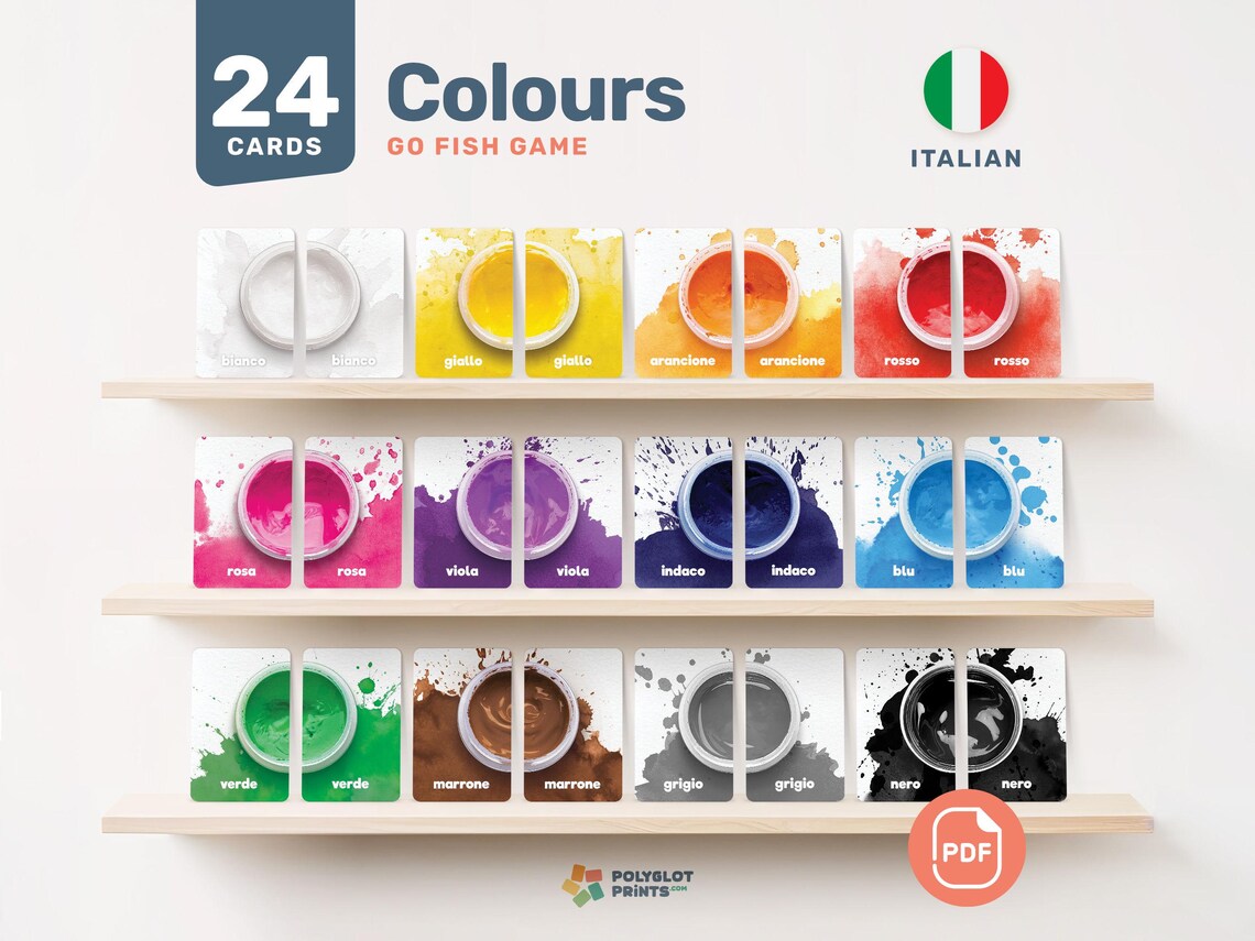 Italian Colors Game | Kids' Card Activity | Homeschool Educational ...