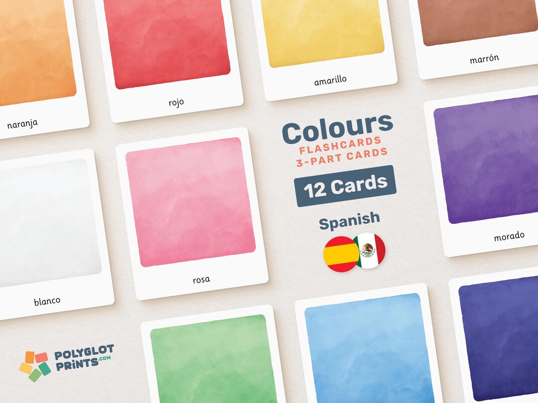 Montessori Spanish Language Cards - Watercolor Fun for Educational ...