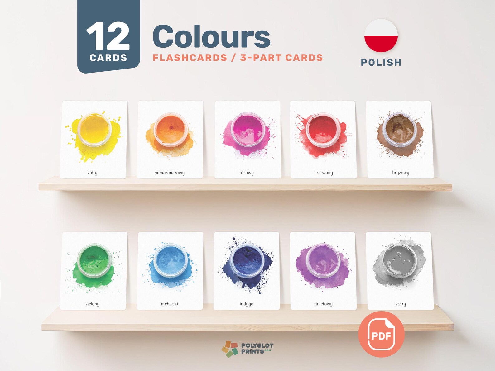 Polish Color Flashcards for Kids | Montessori Learning | Fun ...