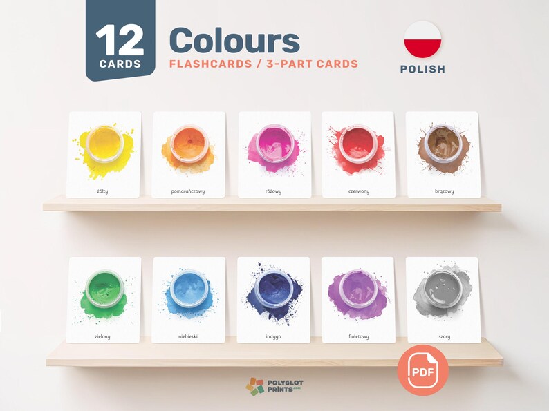 Polish Color Flashcards for Kids | Montessori Learning | Fun ...
