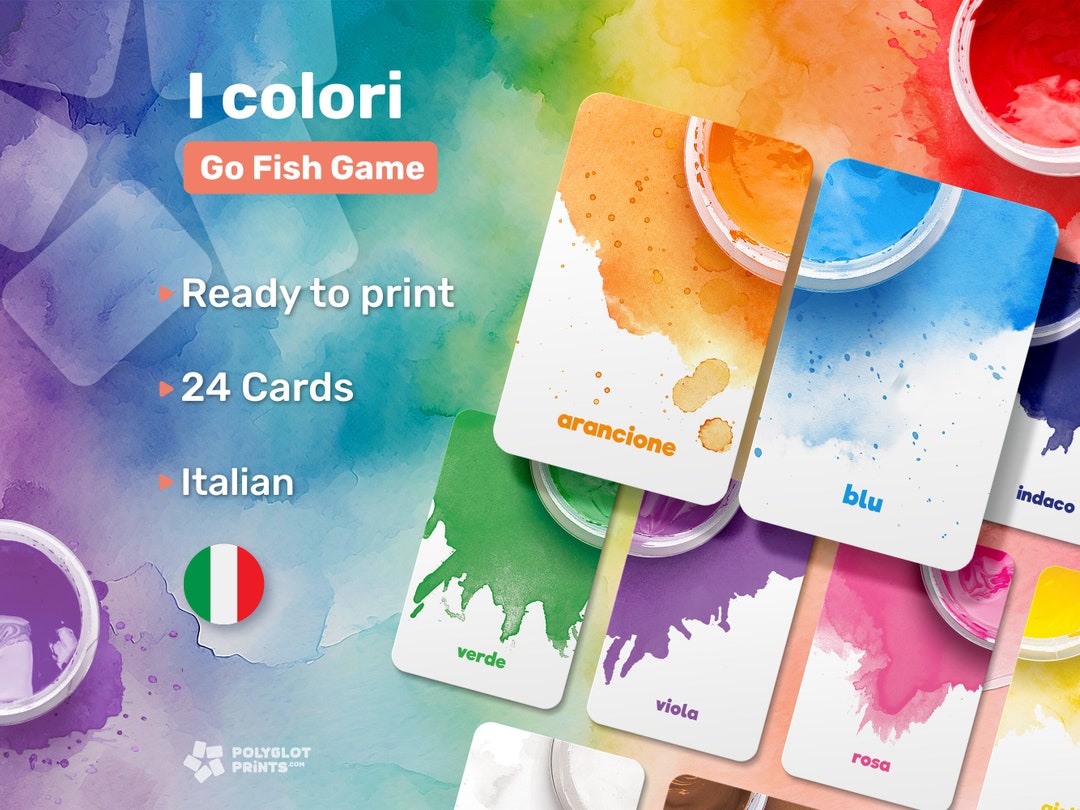 Italian Colors Game Kids' Card Activity Homeschool Educational Resource ...