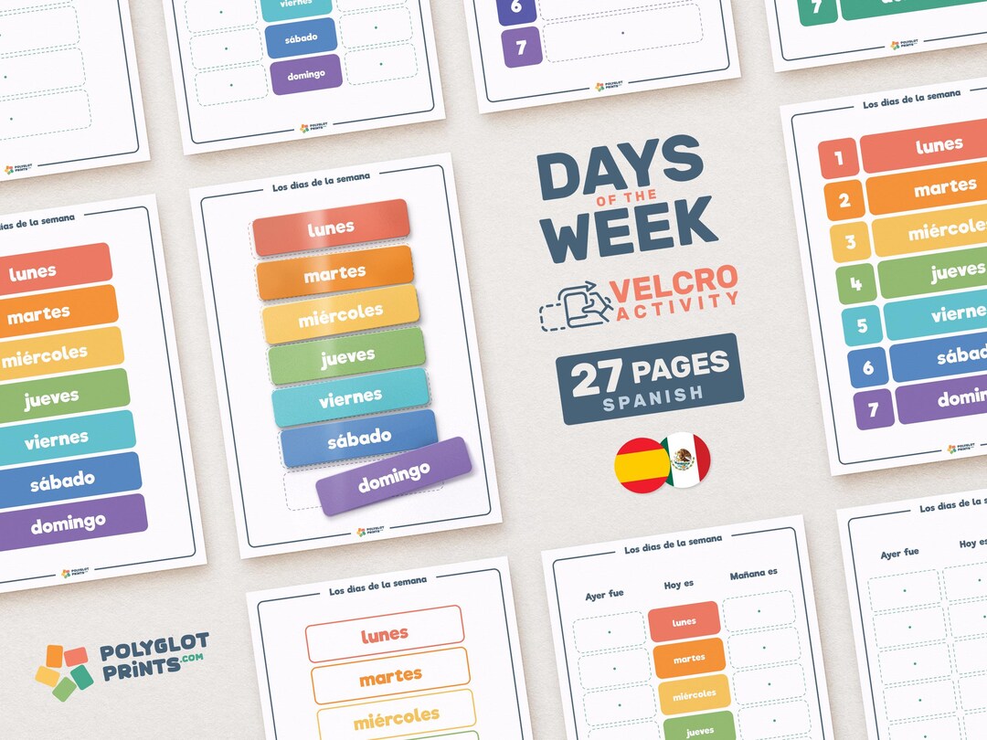 Spanish Days of the Week Velcro Activity Interactive Fun and Tactile ...